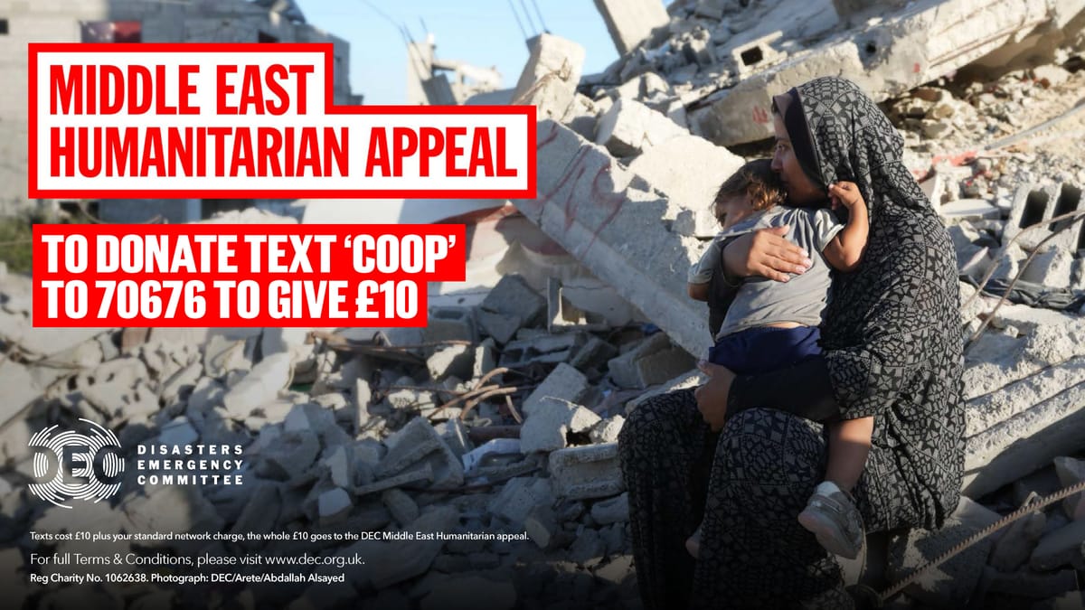 Central Co-op customers raise over £20,000 for DEC Middle East Appeal