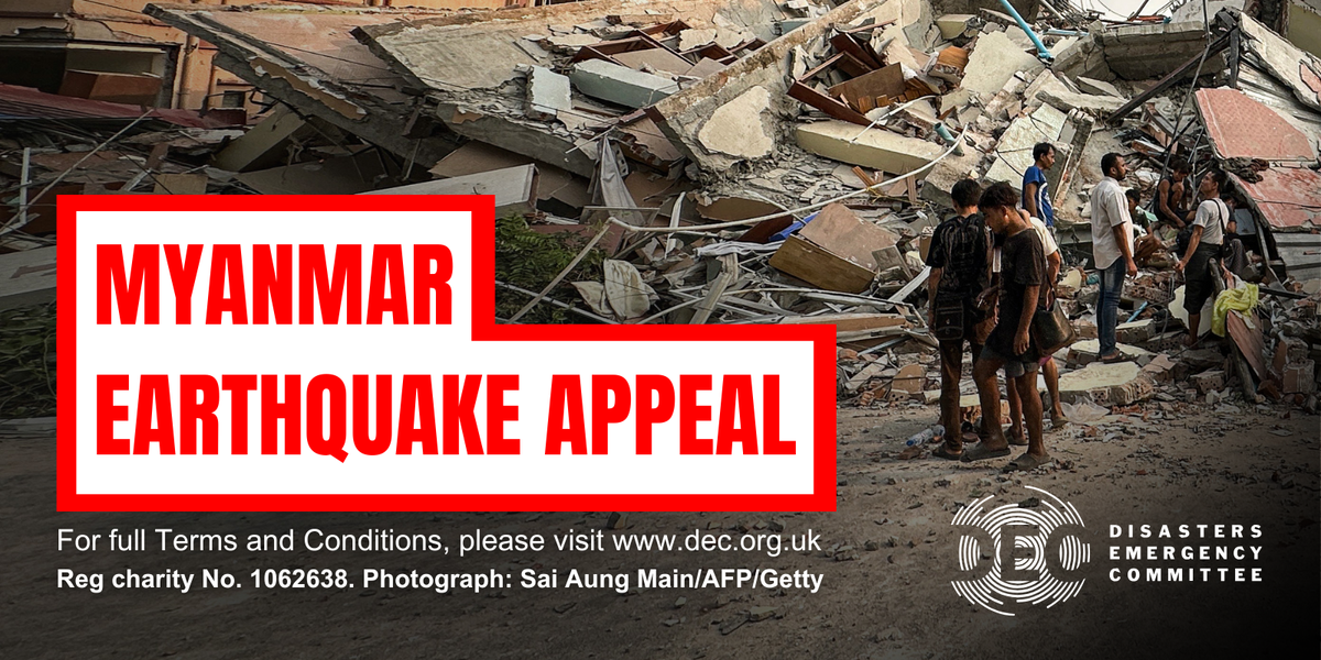 Supporting the DEC Myanmar Earthquake Appeal with £10,000 donation